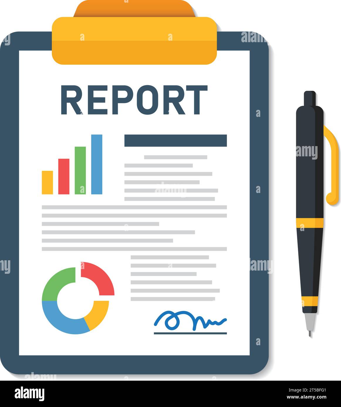 Report document icon in flat style. Dashboard plan vector illustration ...