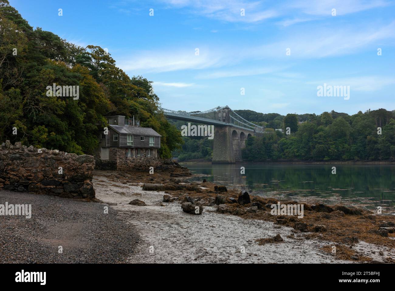 The iconic Menai Bridge, a suspension bridge designed by Thomas Telford ...