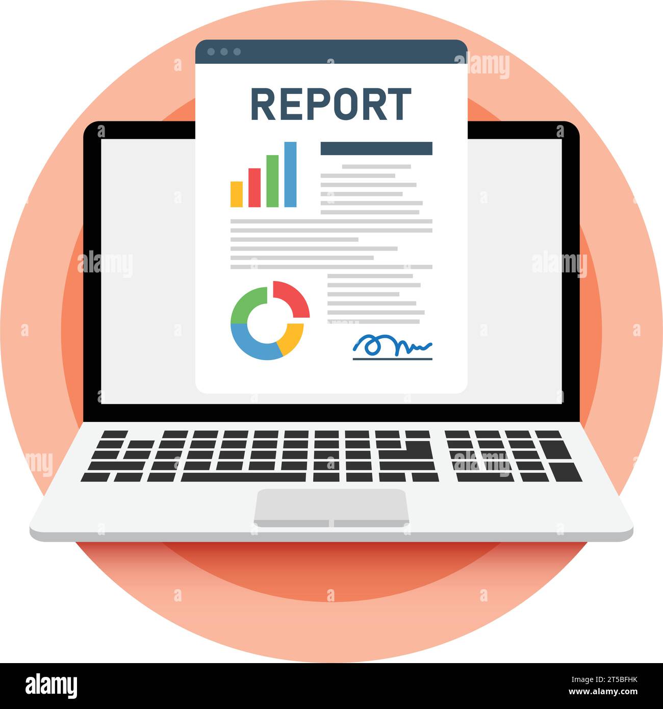 Report document icon in flat style. Dashboard plan vector illustration ...