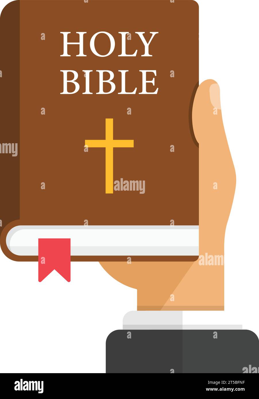Holy bible in hand icon in flat style. Christianity book vector ...