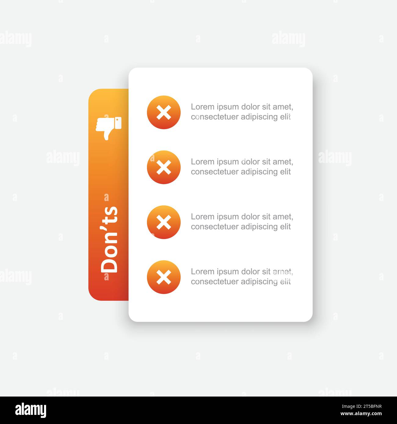 Negative list or planning icon in flat style. Paper sheet with cons ...