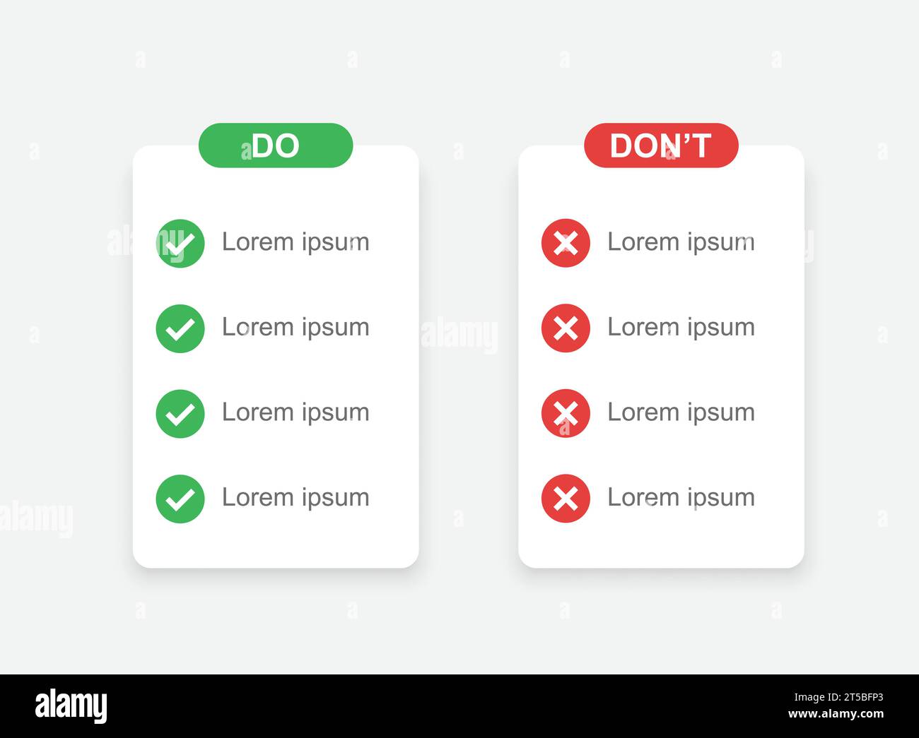 Do and dont icon in flat style. Dos and Don'ts vector illustration on ...