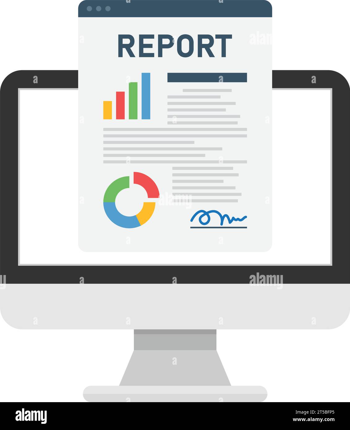 Report document icon in flat style. Dashboard plan vector illustration ...