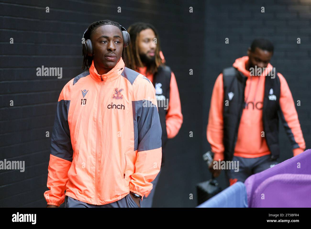 Crystal Palace's Eberechi Eze (left) arrives at the ground ahead of the ...