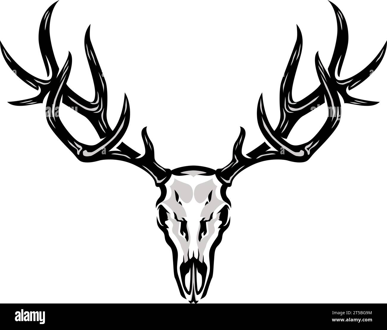Aggressive Skull of Elk with big Antlers Stock Vector Image & Art - Alamy