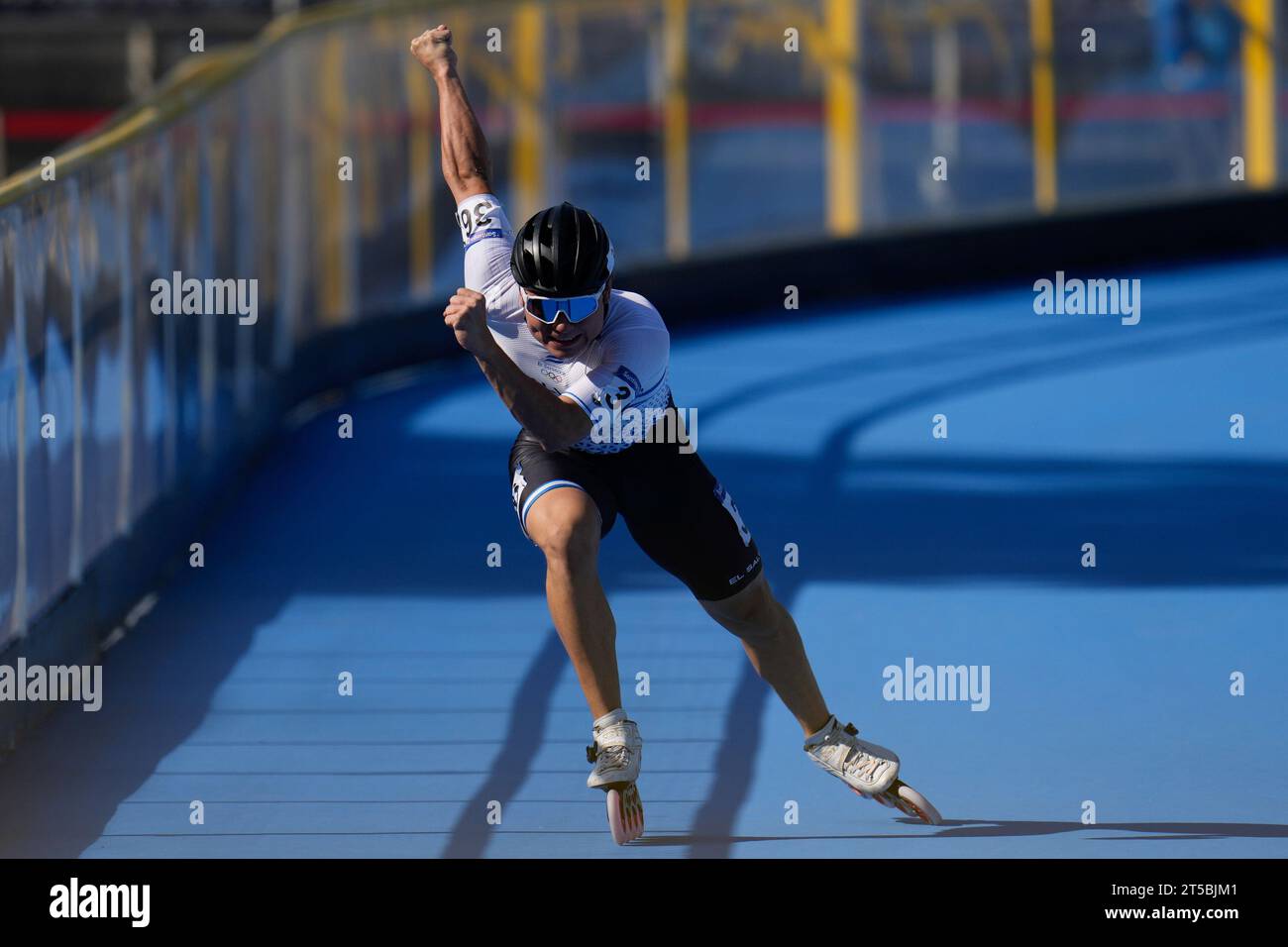 El Salvador's Marvin Rodriguez competes in the speed skating men's 200 ...