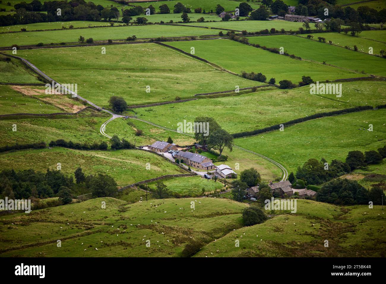 view from Pendal Hill Lancashire, England, HEAD FARM, Barley, Nelson ...
