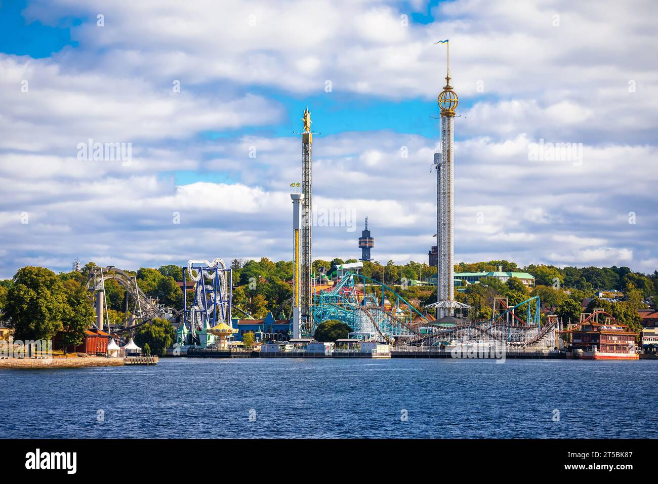 Gröna Lund amusement park in Stockholm waterfront view, capital of ...