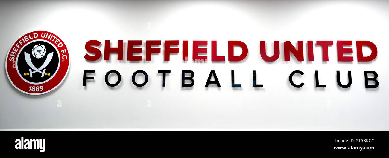 A general view of Sheffield United signage at the stadium ahead of the ...