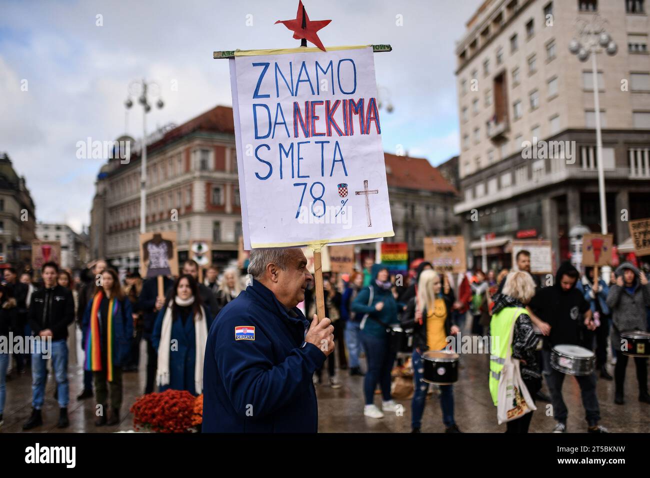 Zgareb, Croatia. 04th Nov, 2023. Anti Protest due to people kneeling in ...