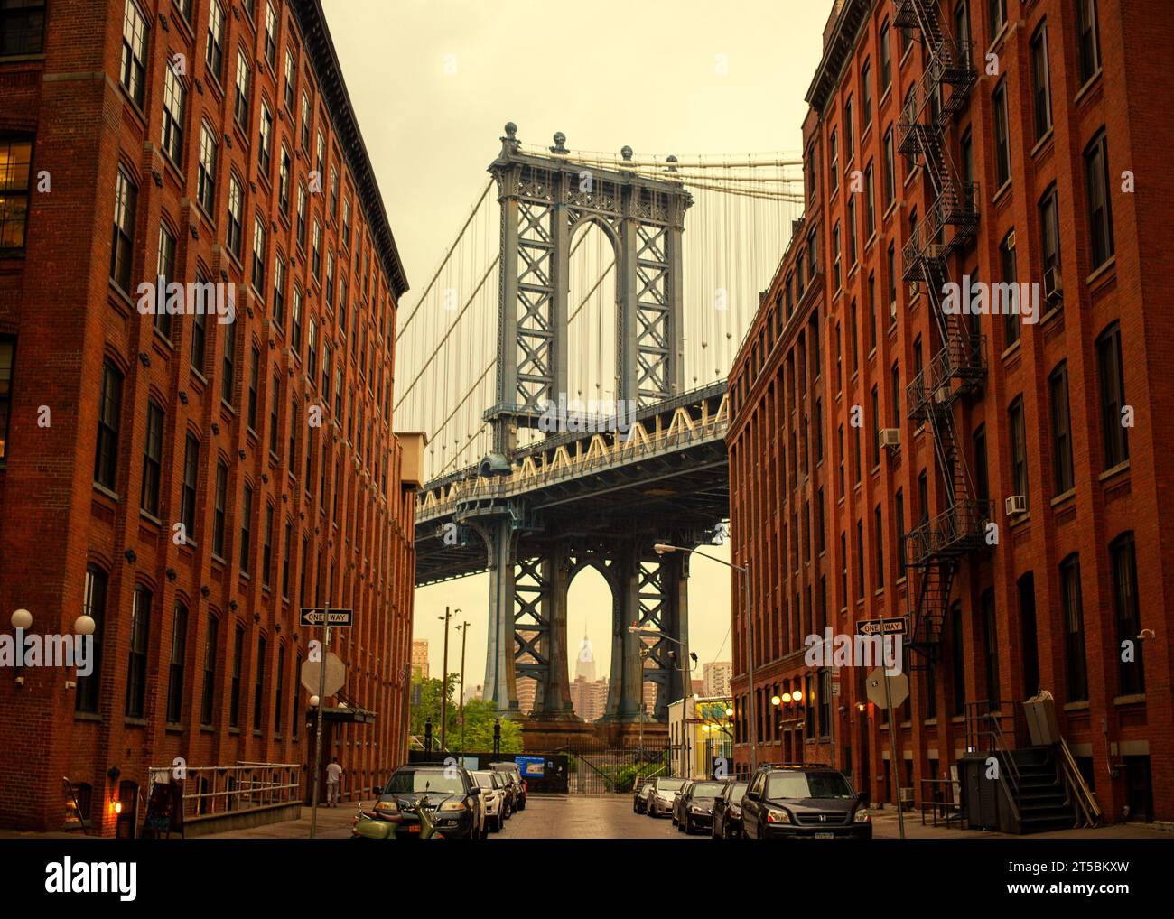A stunning stock photo of the iconic Manhattan Bridge, framed by the ...