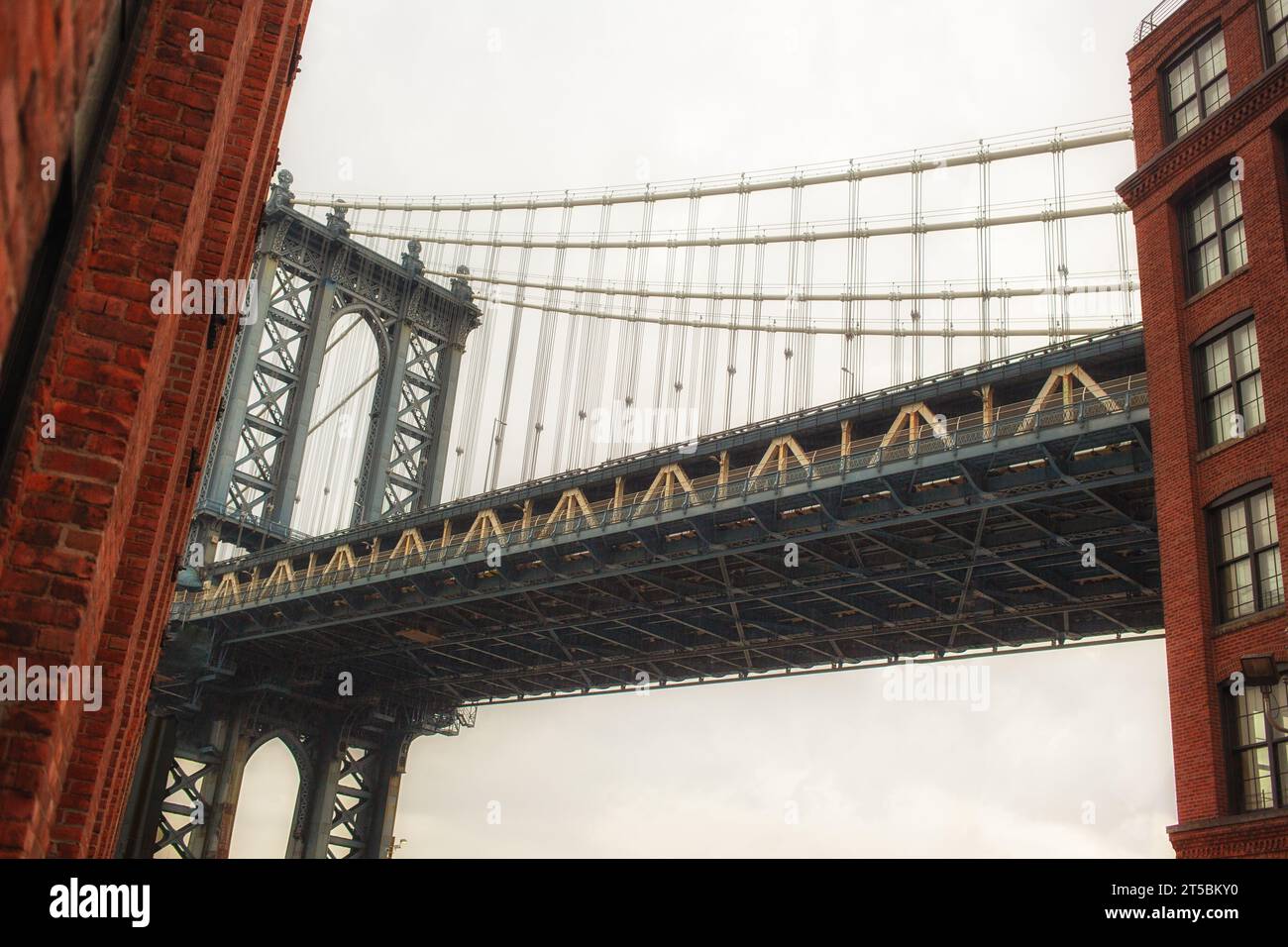 A stunning stock photo of the iconic Manhattan Bridge, framed by the ...