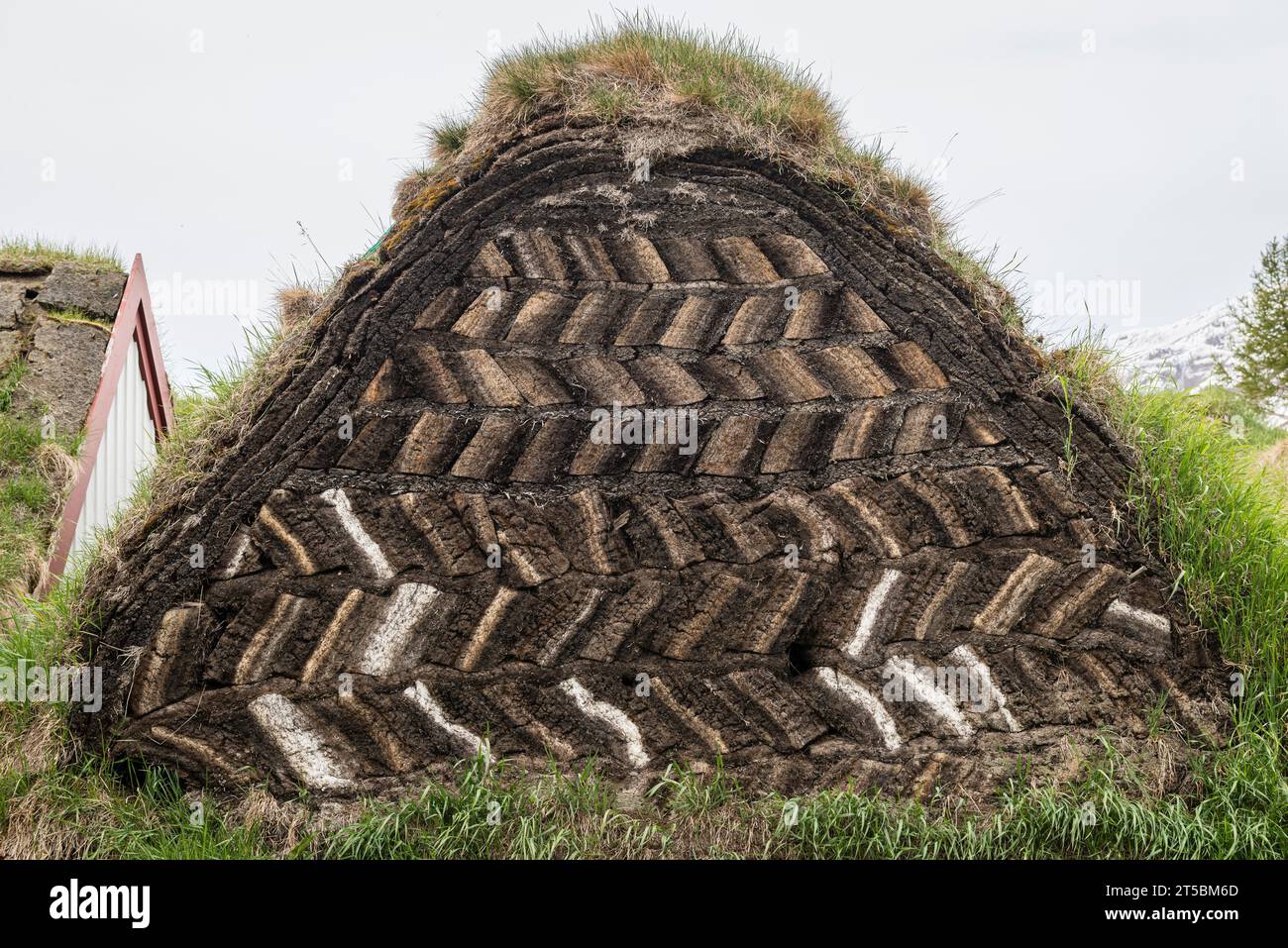 The end wall of a 19c turf house at Laufás, Eyjafjörður, north Iceland ...