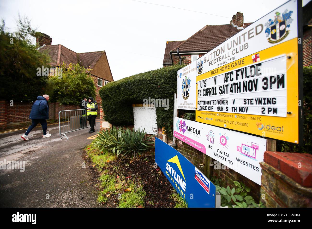 A general view of signage at the VBS Community Stadium during the ...