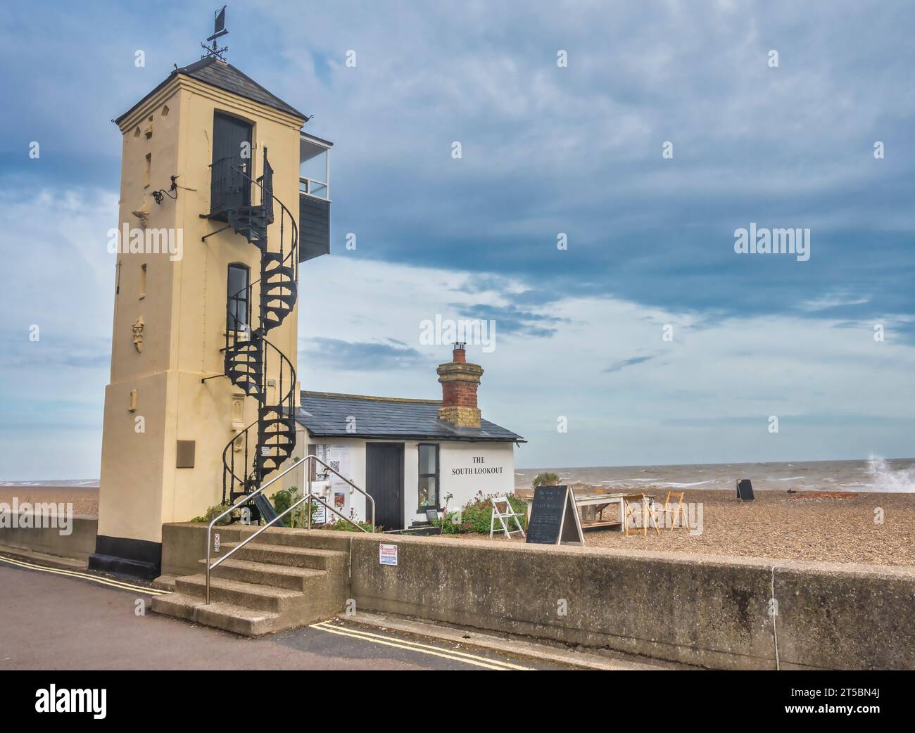 This building tower is the Aldeburgh Beach South lookout tower located ...