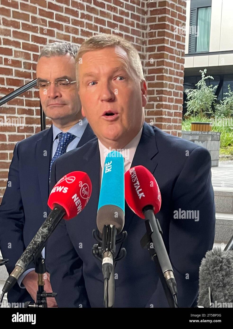 Finance minister Michael McGrath speaks to media at the Fianna Fail ...