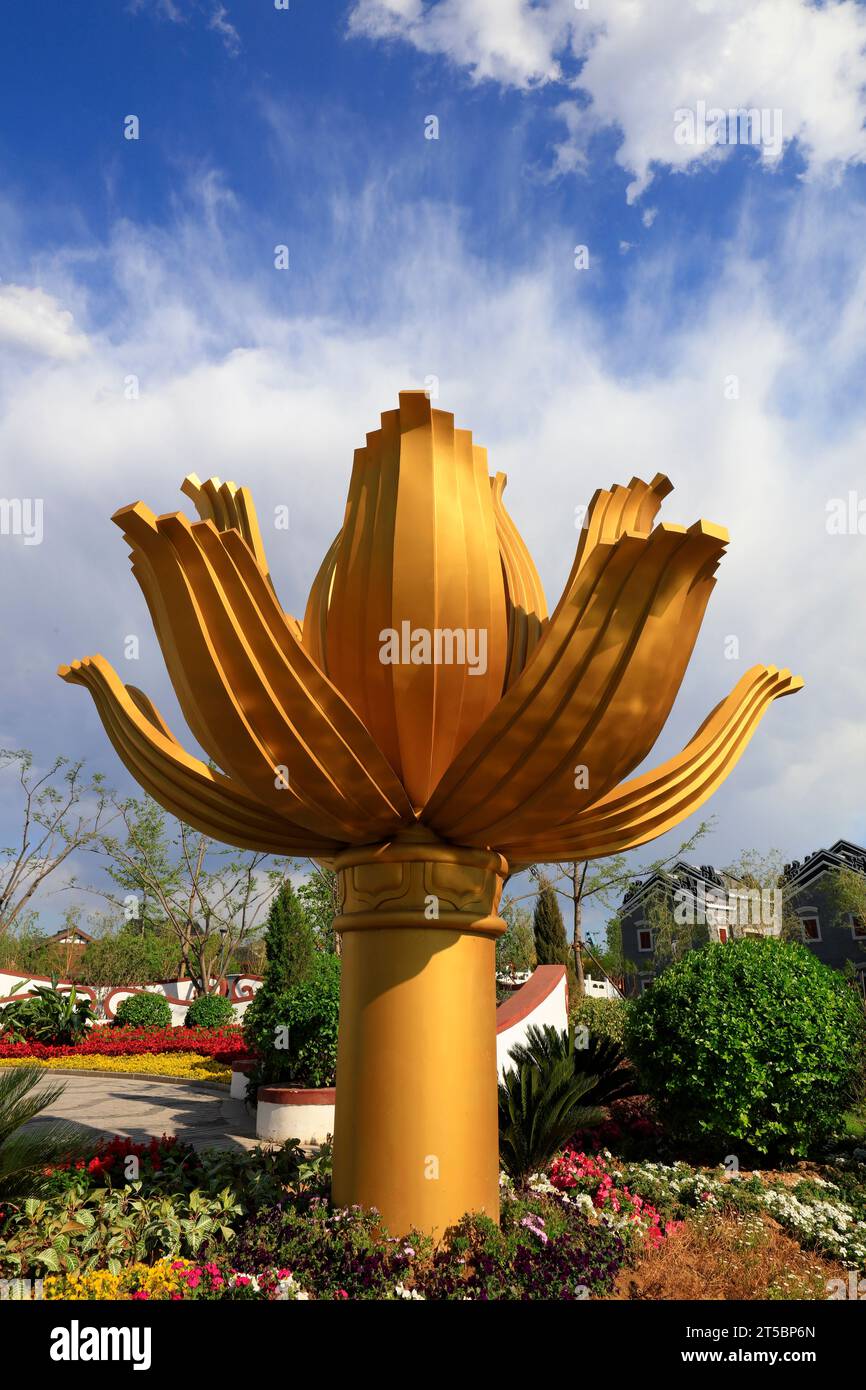 miniature landscape of Macao's flourishing lotus sculpture Stock Photo ...