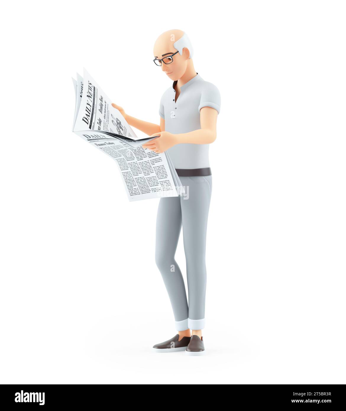 3d senior man standing and reading a newspaper Stock Photo - Alamy