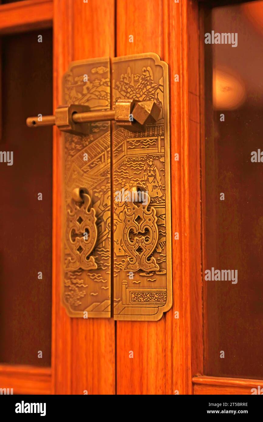 Copper furniture lock Stock Photo - Alamy