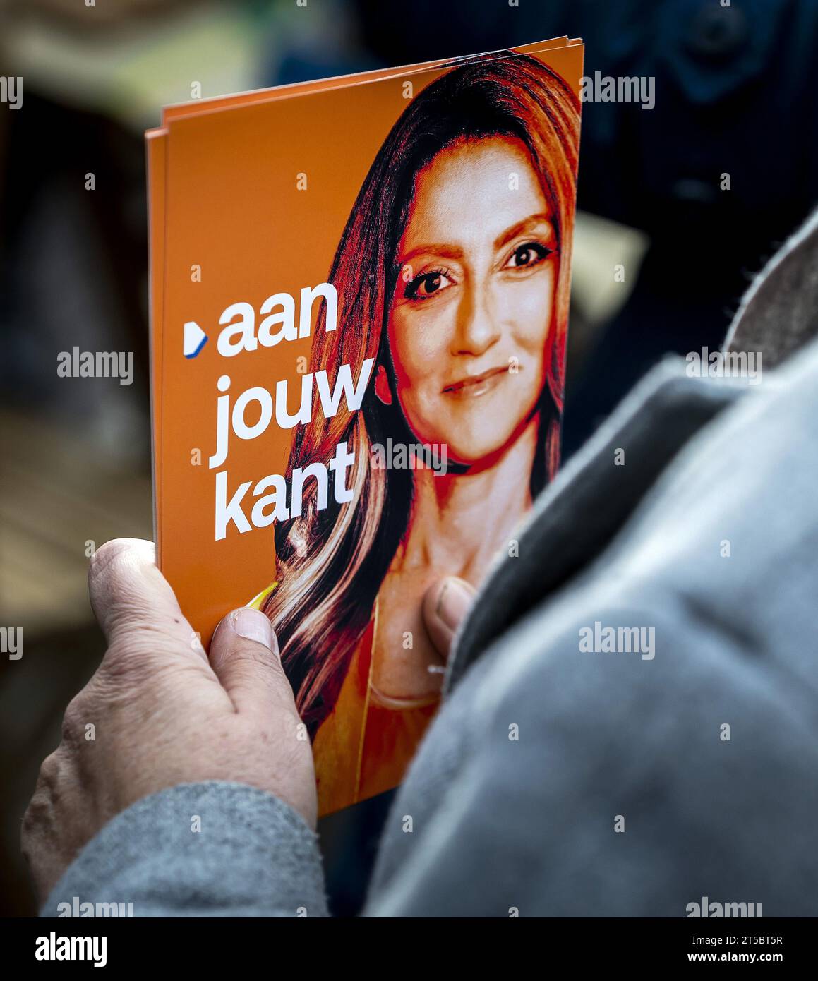 AMERSFOORT - A flyer from VVD party leader Dilan Yesilgoz during the ...