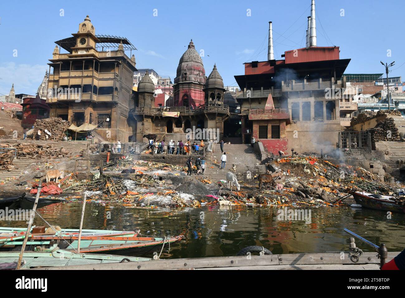 VARANASI, INDIA - November 13, 2022: View from a boat glides through ...
