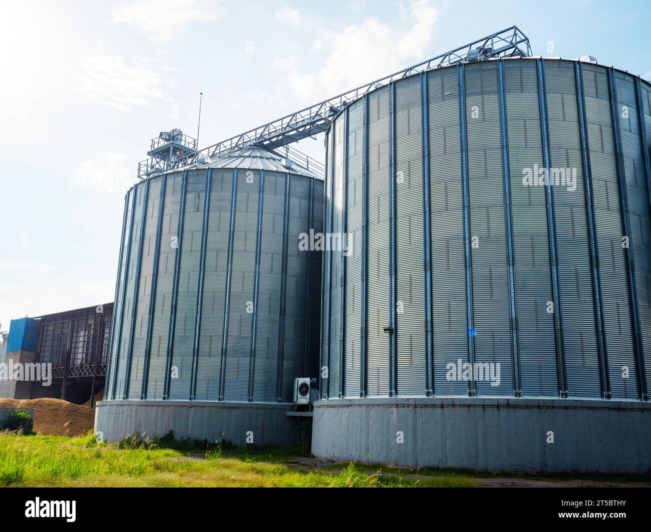 Storage silo for paddy rice at a milling plant Stock Photo - Alamy