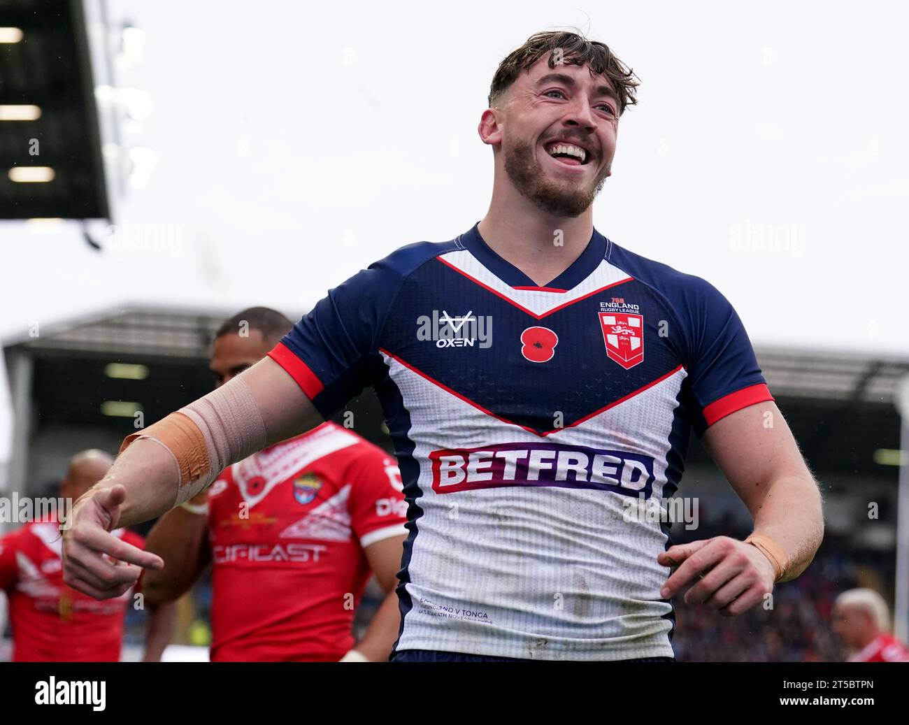 England's Matty Ashton celebrates after scoring his sides second try of ...