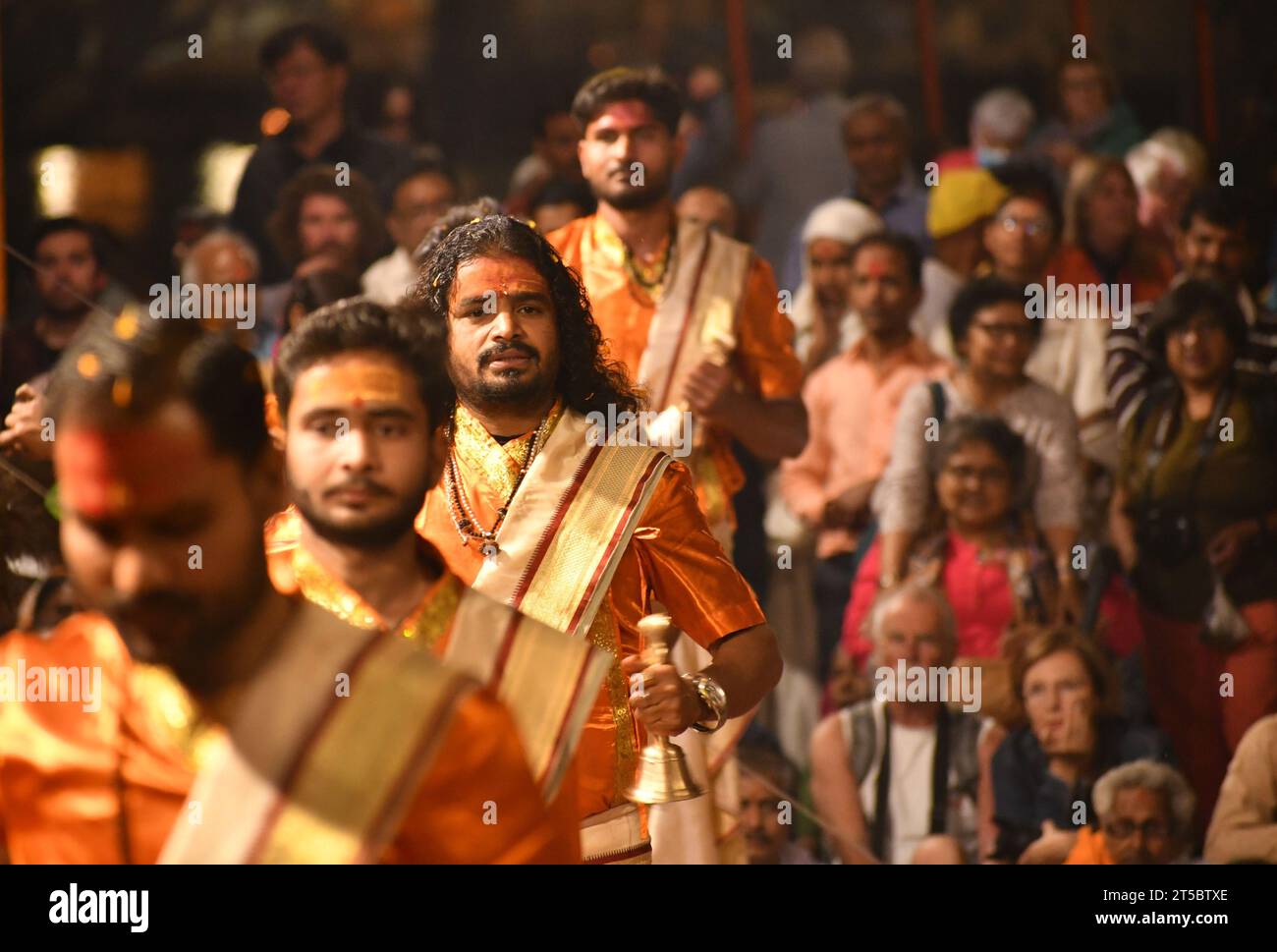 VARANASI, INDIA - November 13, 2022: Indian priest blessing people in ...