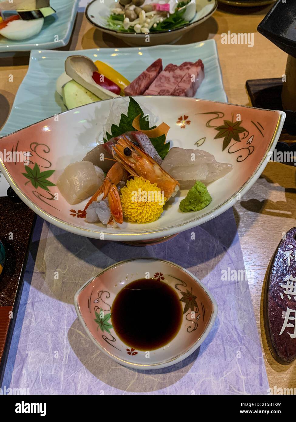 Japan, Kyushu. Dinner at a Ryokan Stock Photo - Alamy