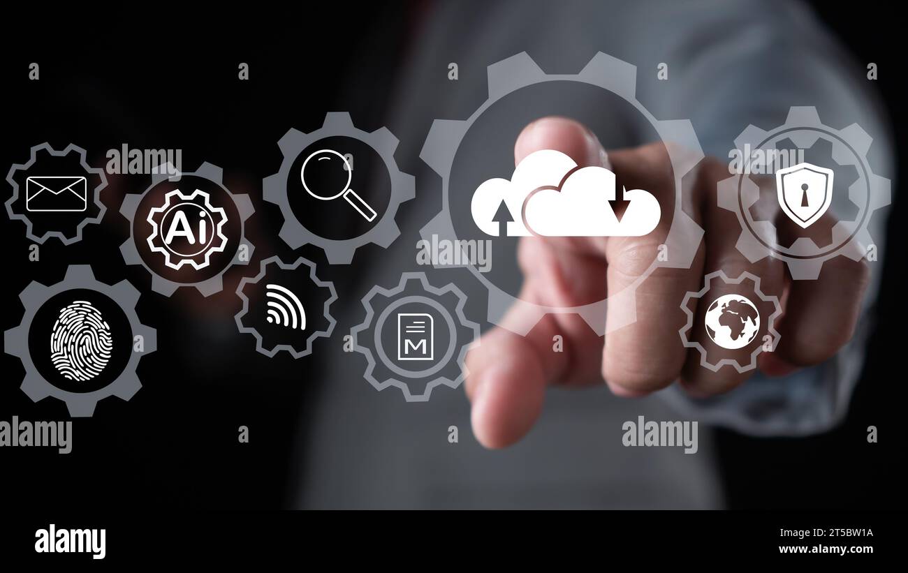 Cloud computing concept, connect communication equipment information ...