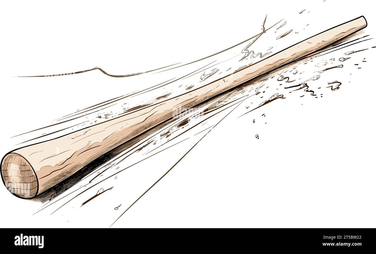 Drawing of A baseball bat illustration separated, sweeping overdrawn ...