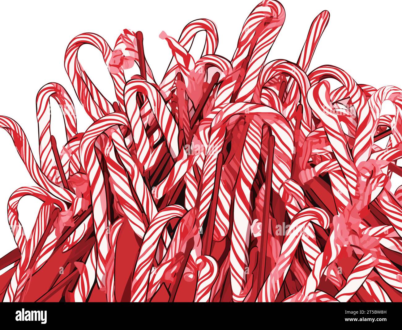 Drawing of A macro shot of a pile of candy canes illustration separated ...