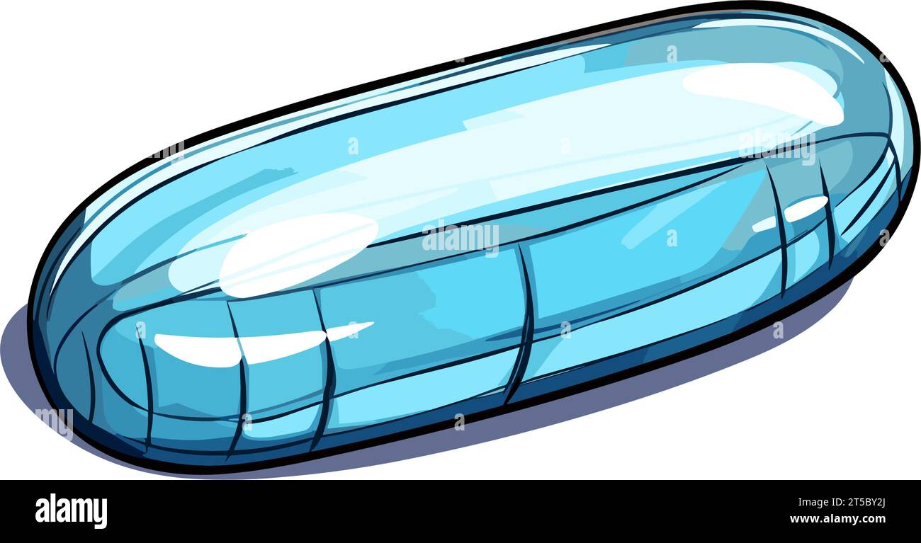 Drawing of Blue pill capsule isolated on white background illustration ...