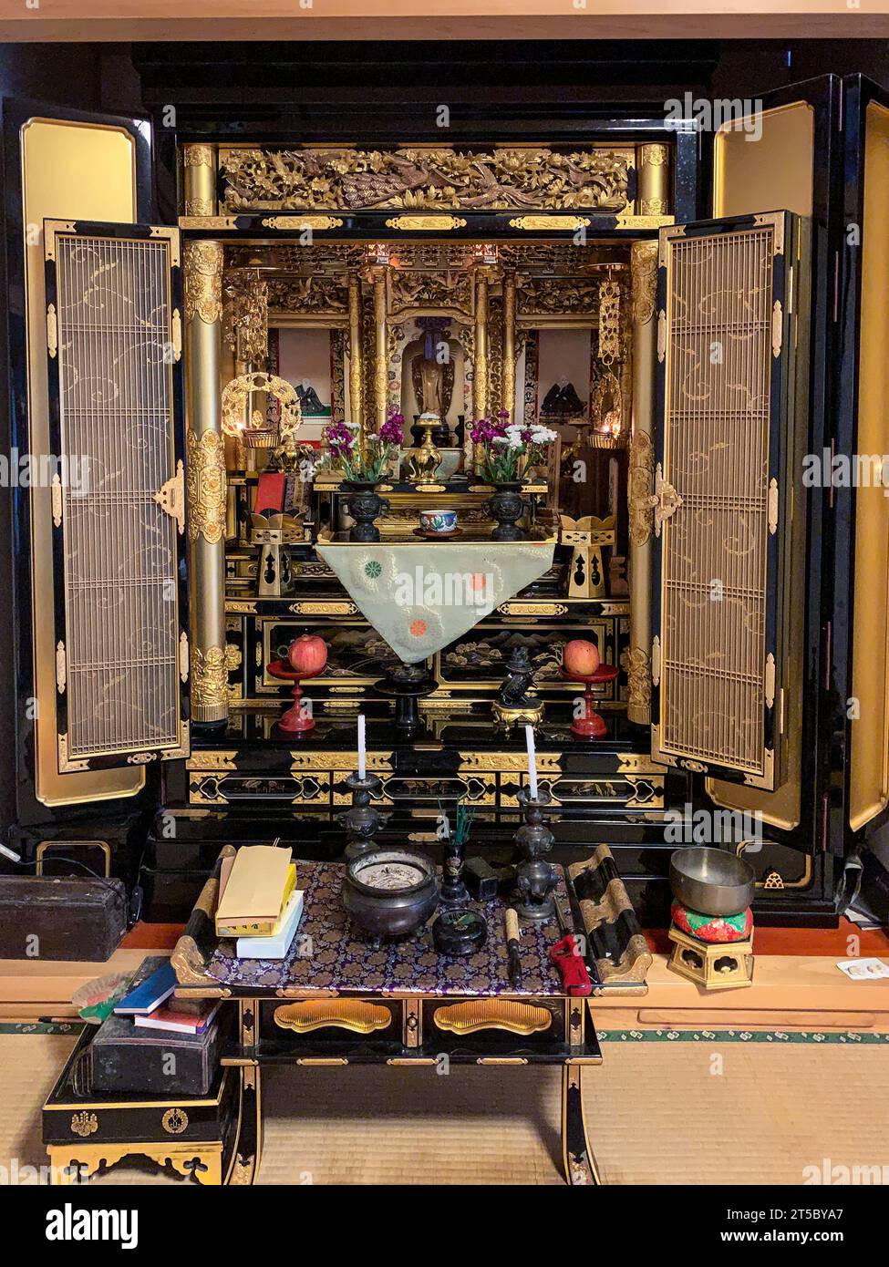 Japan, Kyushu, Bungo-Takada. Family Altar Honoring Ancestors. Oita ...