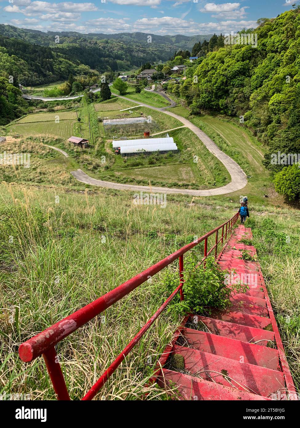 Japan, Kyushu. Scenic View from Trail near Yayama Mountain en route to ...