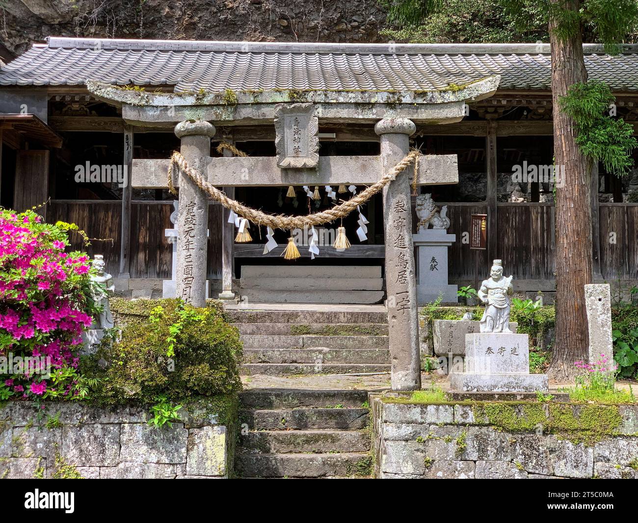 Japan, Kyushu. Torii Gate Entrance to Tennen-ji Temple, with Nio ...