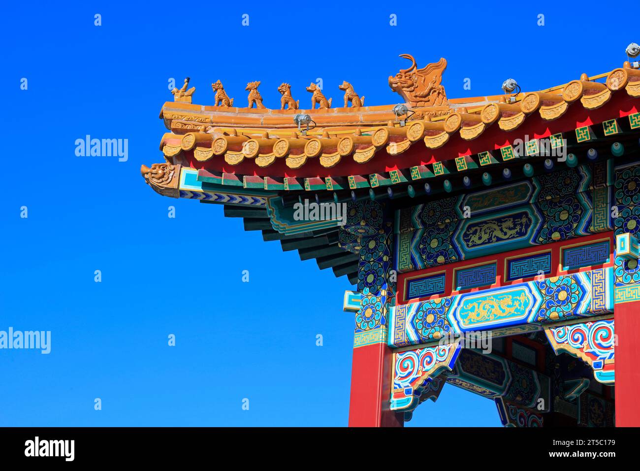 glazed tiles eaves and painted structures Stock Photo - Alamy
