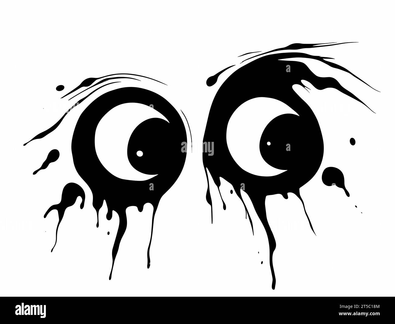 Drawing of Cartoon black ink blot with eyes illustration separated ...