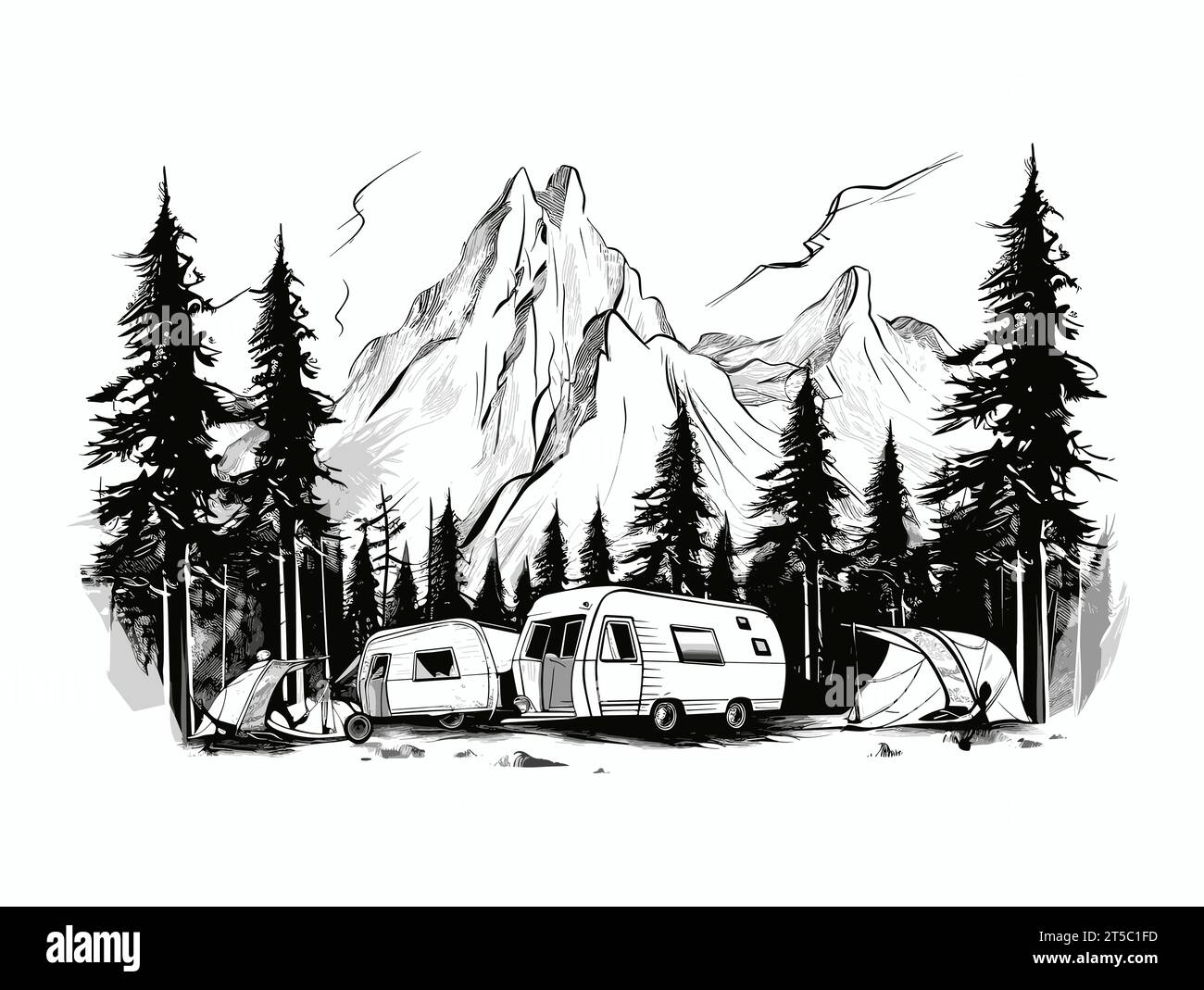Caravan illustration hi-res stock photography and images - Alamy