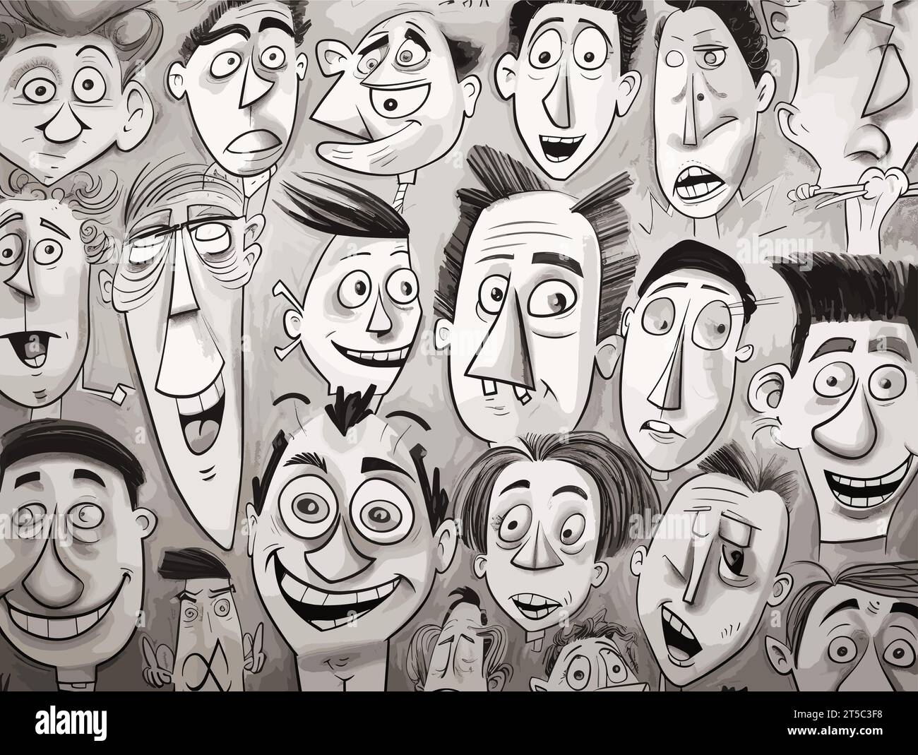 Drawing of Collection of cartoon character faces illustration separated ...