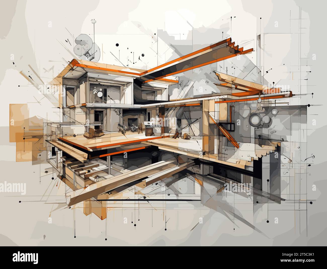 Drawing of Construction drawing illustration separated, sweeping ...