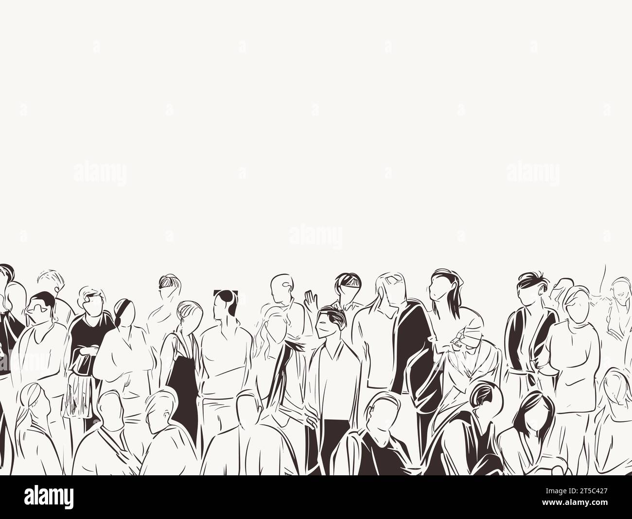 Drawing of Continuous line drawing of a diverse crowd illustration ...