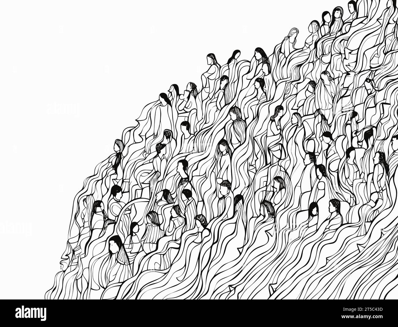 Drawing of Continuous line drawing of a diverse crowd illustration ...