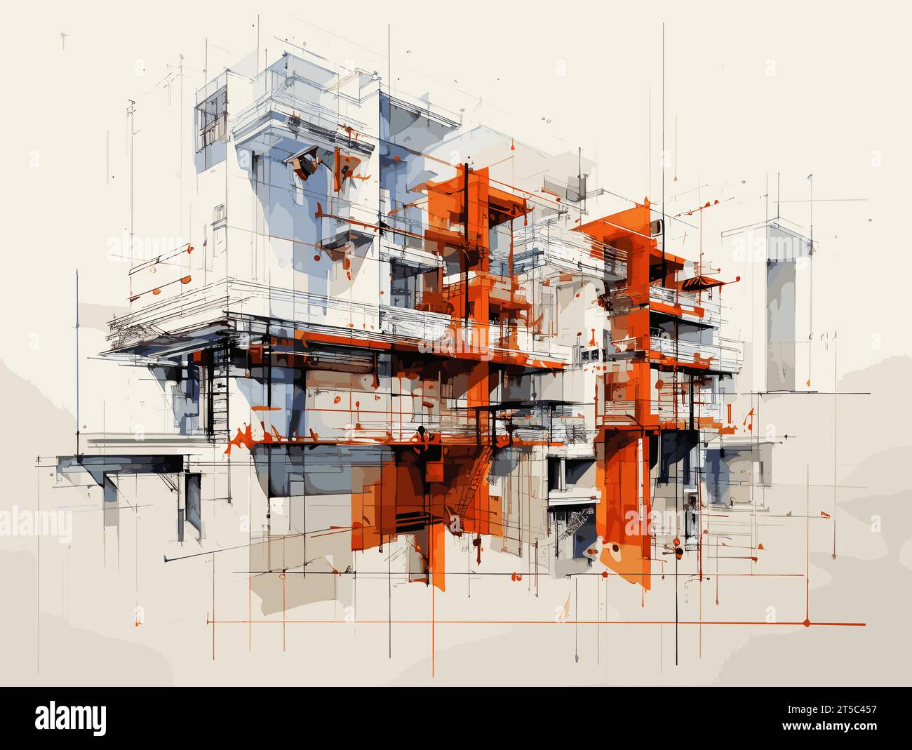 Drawing of Construction drawing illustration separated, sweeping ...