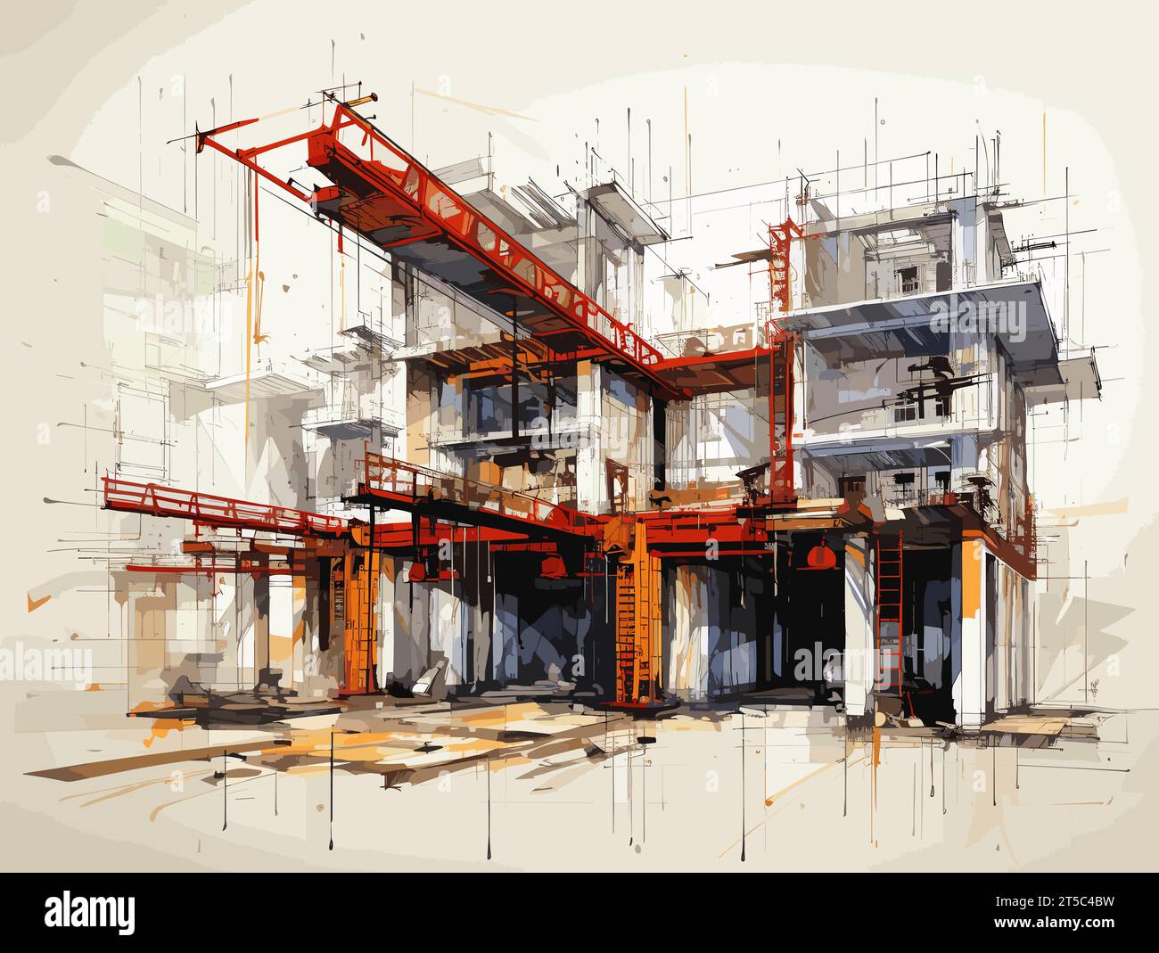 Drawing of Construction drawing illustration separated, sweeping ...