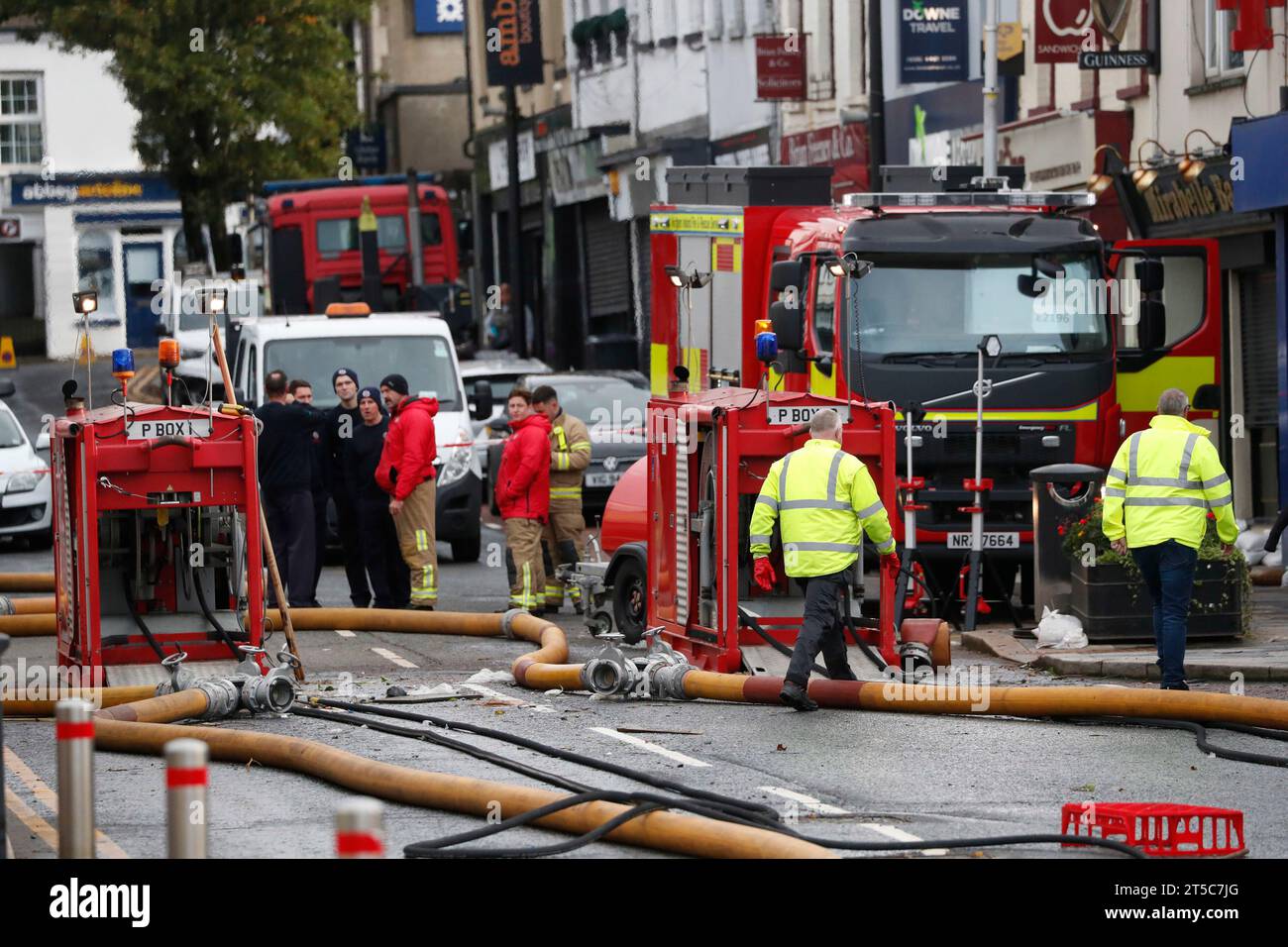 Northern Ireland Fire and Rescue Service continue to pump water from ...