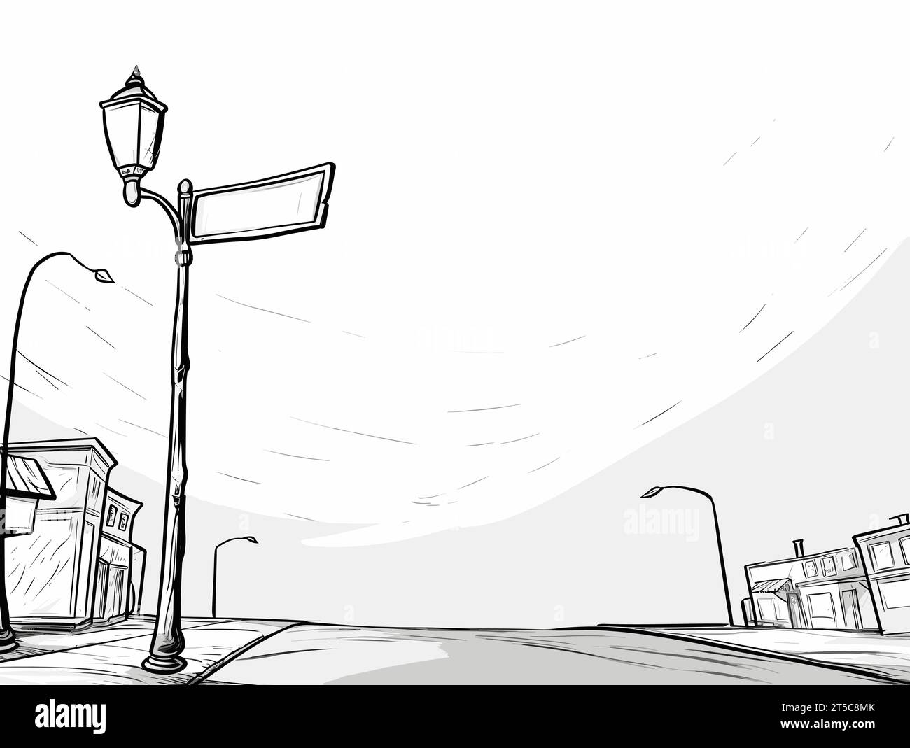 Drawing of empty Street Sign illustration separated, sweeping overdrawn ...