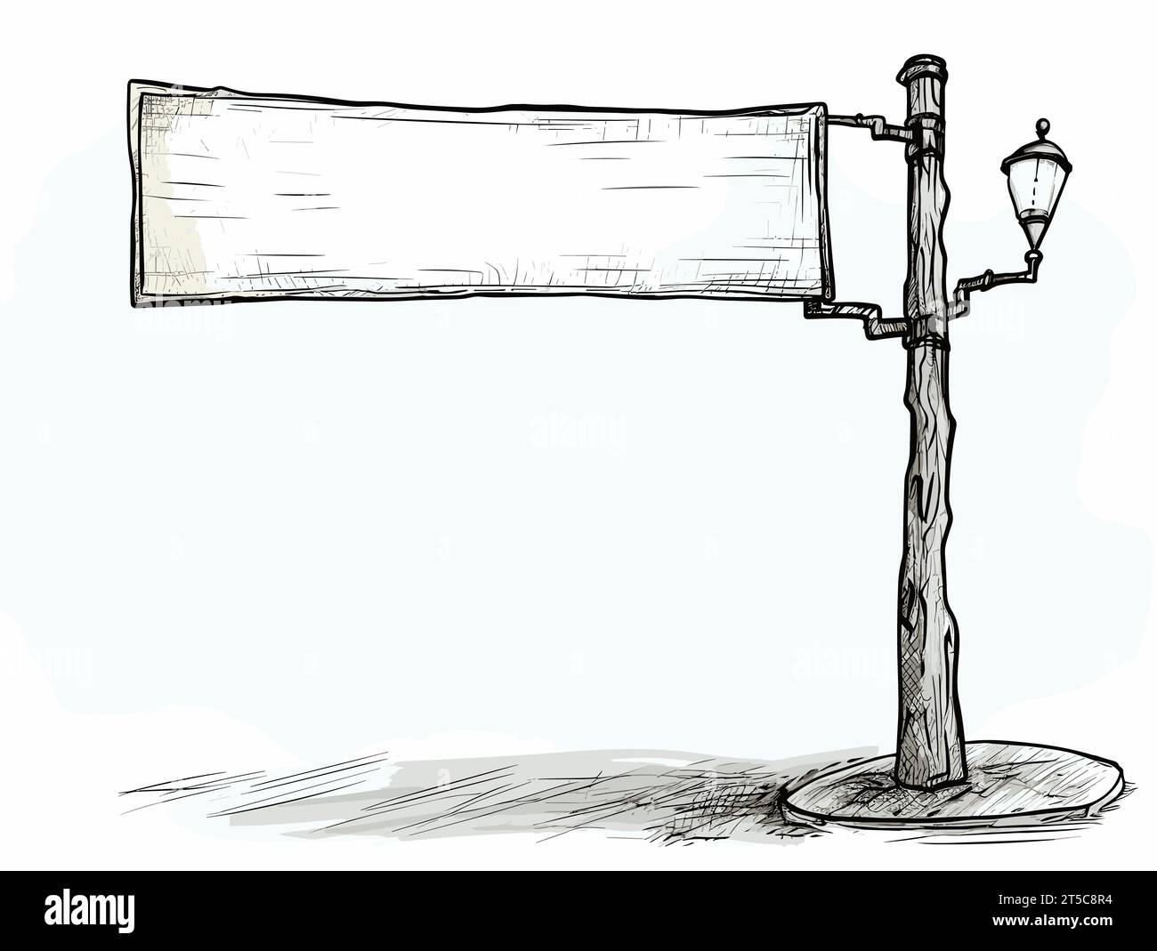 Drawing of empty Street Sign illustration separated, sweeping overdrawn ...