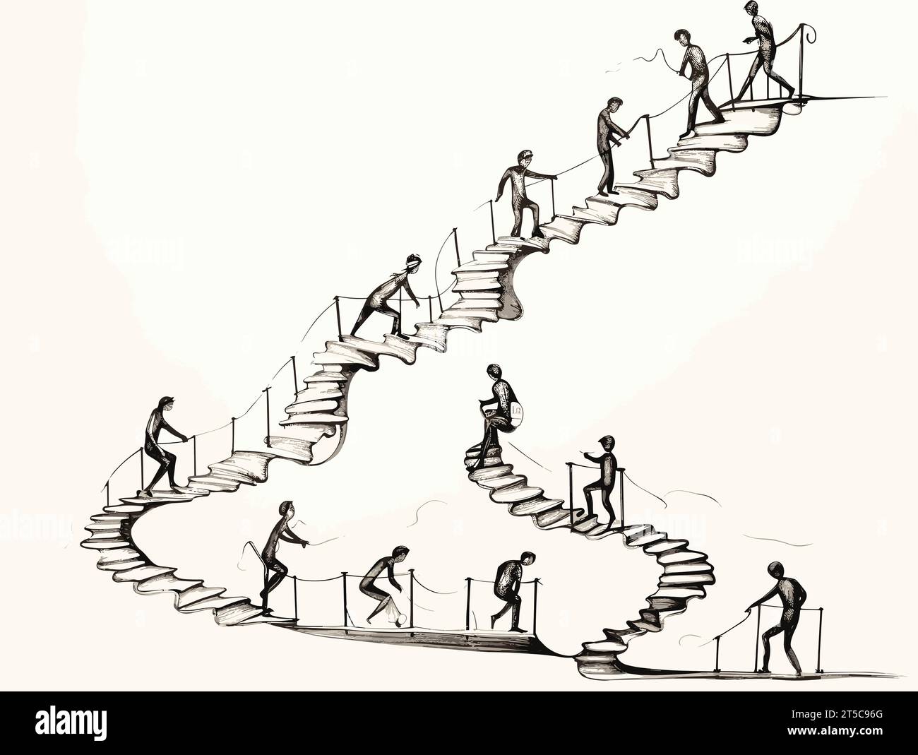 Drawing of Evolution climbing up the social ladder illustration ...