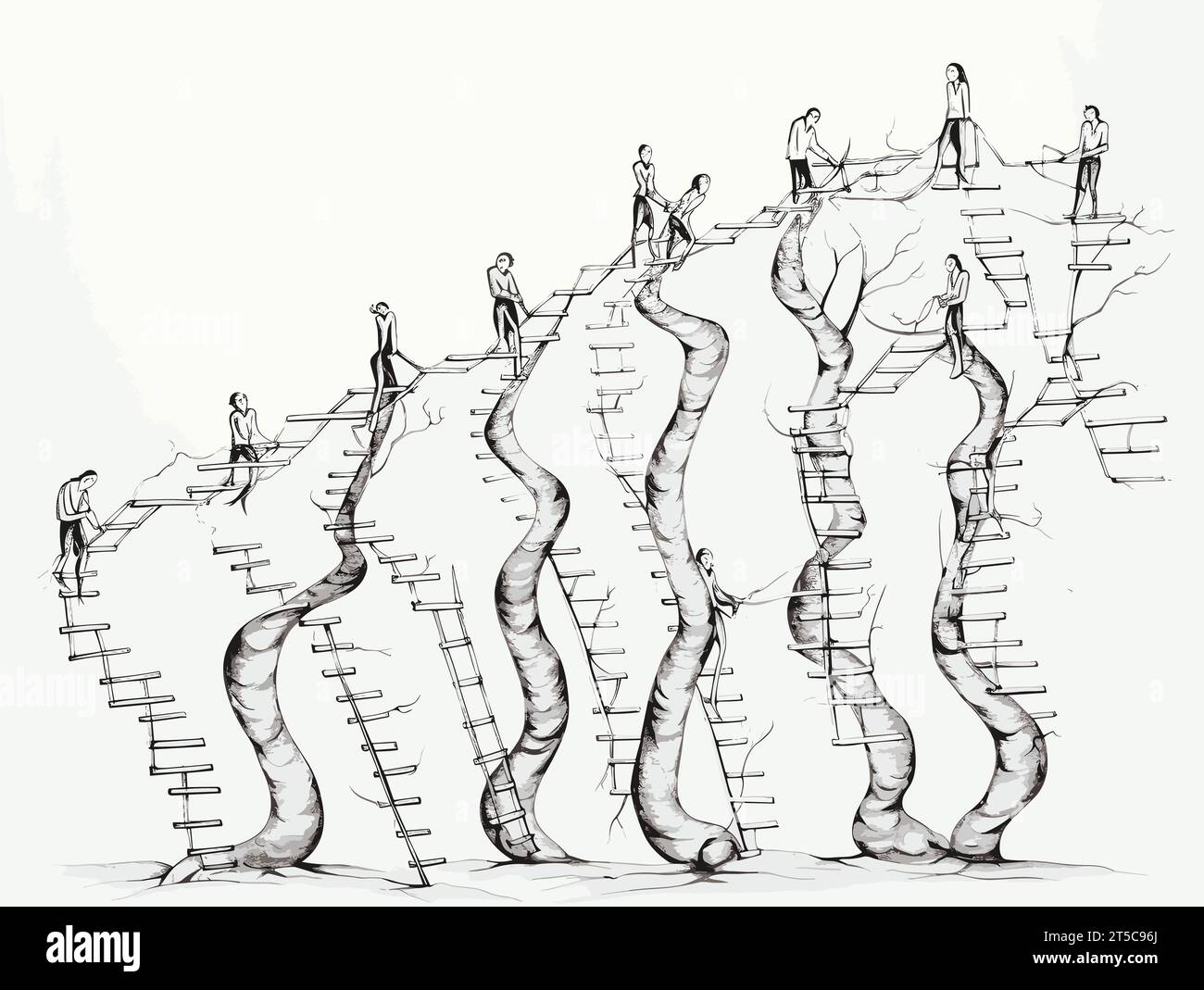 Drawing of Evolution climbing up the social ladder illustration ...